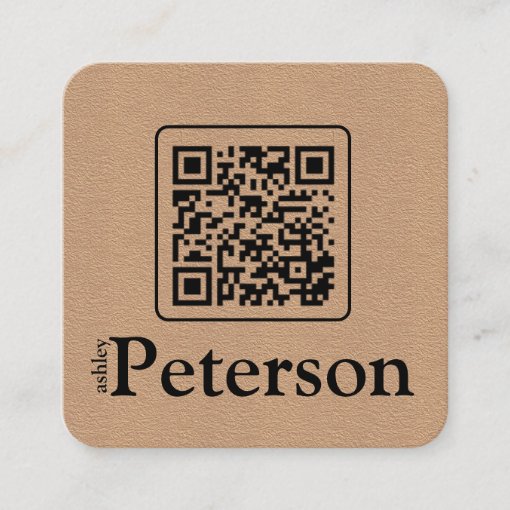 QR code kraft paper custom logo Square Business Card | Zazzle