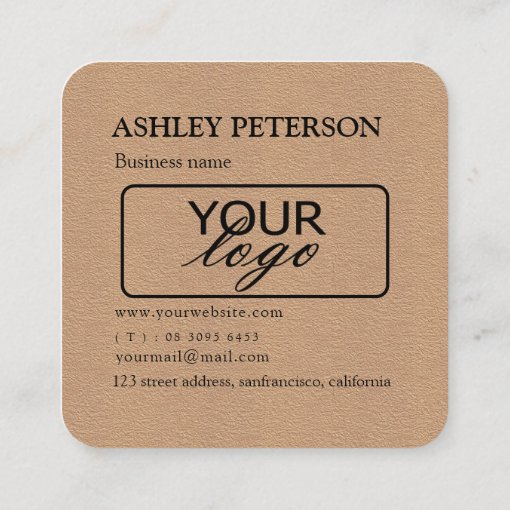 QR code kraft paper custom logo Square Business Card | Zazzle