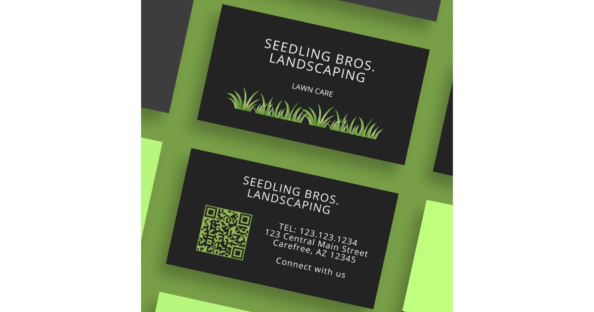 QR Code Lawn Care Landscaping Grass Business Card | Zazzle
