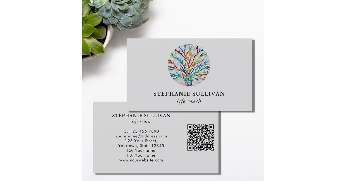QR Code Life Coach Business Card | Zazzle