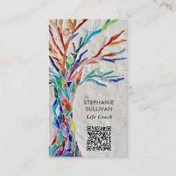 QR Code Life Coach Tree Of Life Business Card | Zazzle