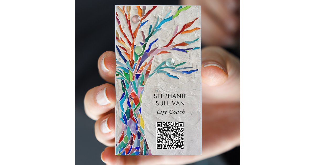 QR Code Life Coach Tree Of Life Business Card | Zazzle