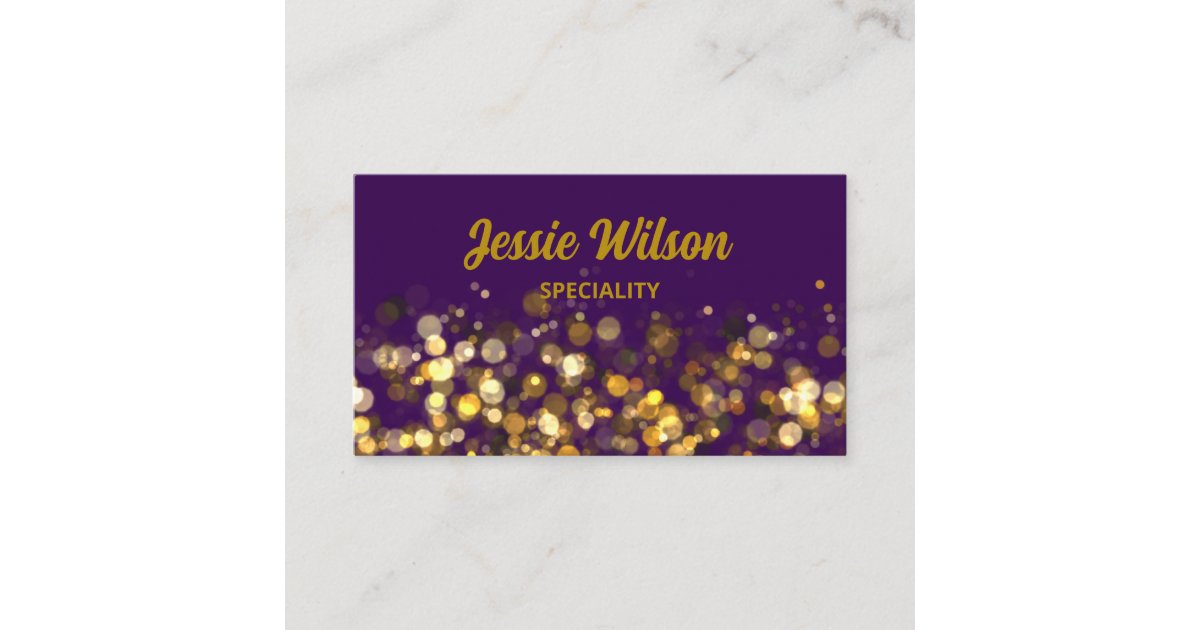 QR Code light glitter golden professional violet Business Card | Zazzle