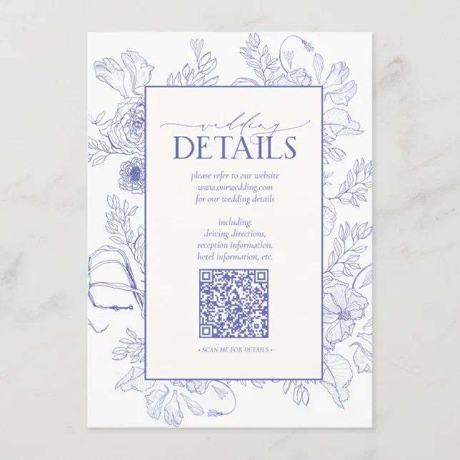 QR Code Lilac Lavender Floral Wedding Details Enclosure Card | Zazzle
