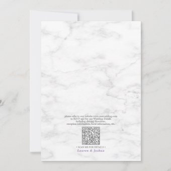 QR Code Lilac Lavender Gold Marble Floral Wedding Invitation | Zazzle