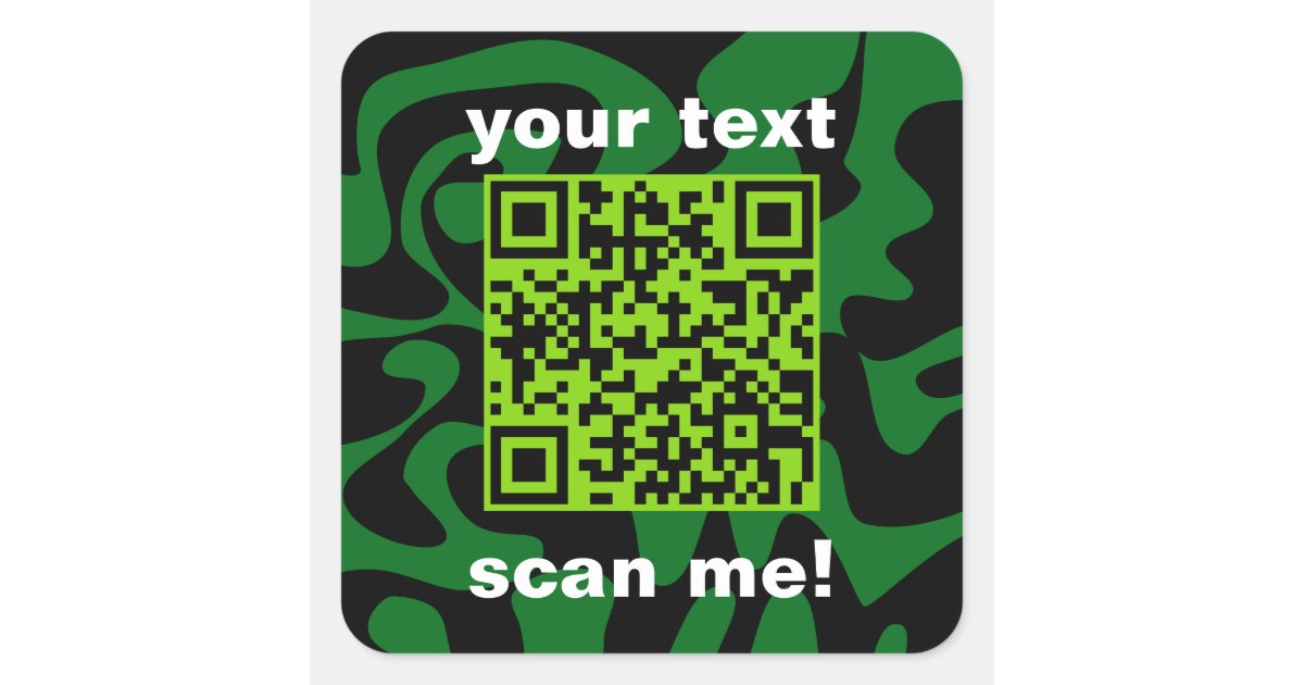 QR Code Lime Dark Green And Black Bright Modern Square Sticker | Zazzle
