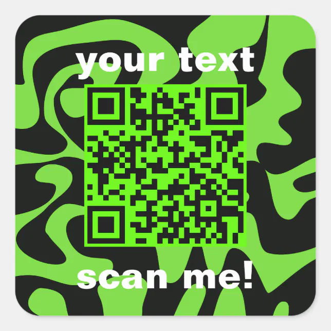 QR Code Lime Green And Black Bright Modern Square Sticker | Zazzle