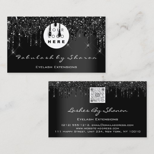 Qr Code Logo Black Drips Professional VIP Business Card | Zazzle