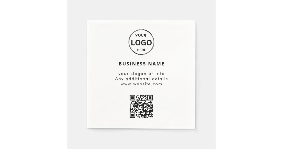Qr Code Logo Business Minimalist Simple Napkins | Zazzle