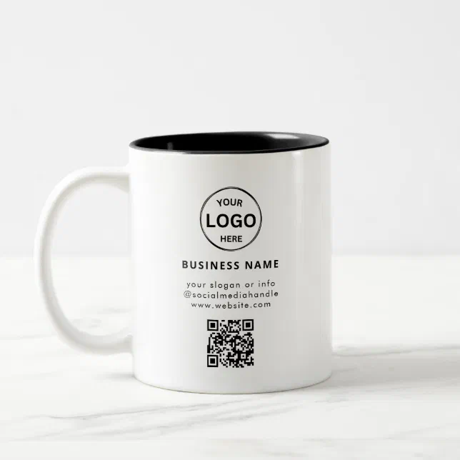 Qr Code Logo Business Minimalist Simple Two-Tone Coffee Mug | Zazzle