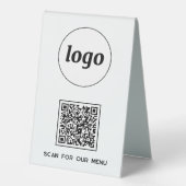 QR Code Logo Business Scan for Menu Table Tent Sign | Zazzle
