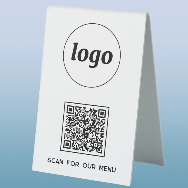 QR Code Logo Business Scan for Menu Table Tent Sign | Zazzle