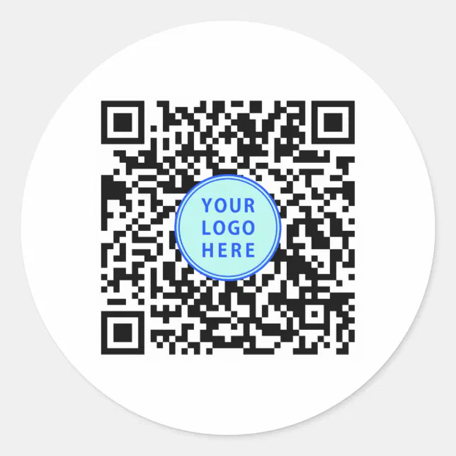 QR Code Logo Classic Round Sticker | Zazzle
