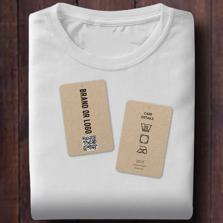 QR Code Logo Hang Tag Clothing Swing Care Details | Zazzle