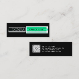 QR Code Logo Makeup Green Lipstick Cosmetics Mini Business Card | Zazzle