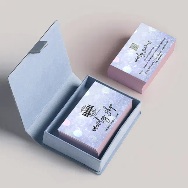 QR Code Logo Makeup Nails Silver Blue Business Card | Zazzle QR Code Logo Makeup Nails Silver Blue Business Card | Zazzle