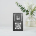 QR Code Logo Metallic Look Modern Vertical Business Card | Zazzle