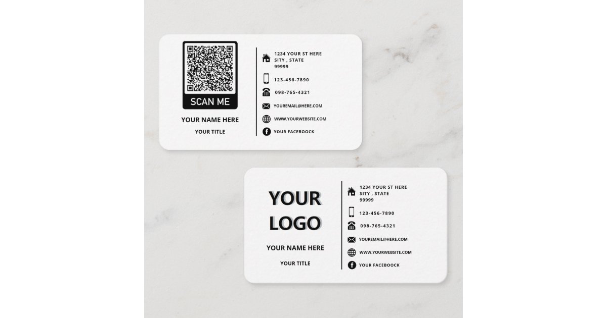 QR code , Logo , Name , Address Info Business Card | Zazzle