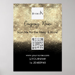 QR CODE LOGO NAME Scan me Gold Black Holder | Zazzle