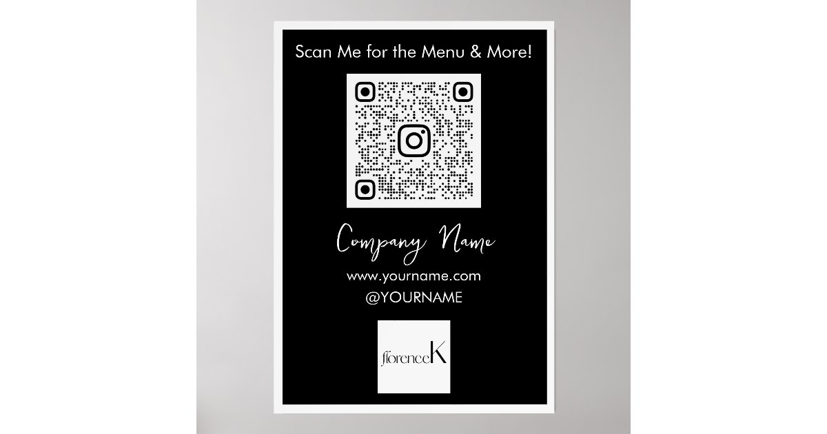 QR CODE LOGO NAME Scan ME White Black Holder | Zazzle