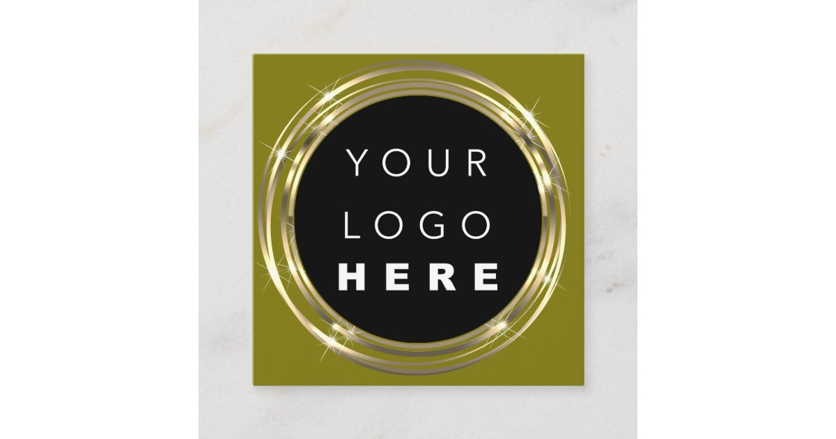 QR Code Logo Online Shop Frame Gold Mustard Square Business Card | Zazzle