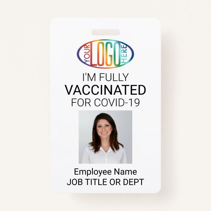 QR Code Logo Photo Employee ID Covid Vaccine Pass Badge | Zazzle.com