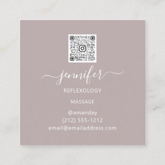 QR Code Logo Reflexology Foot Massage Feet Blush Square Business Card ...