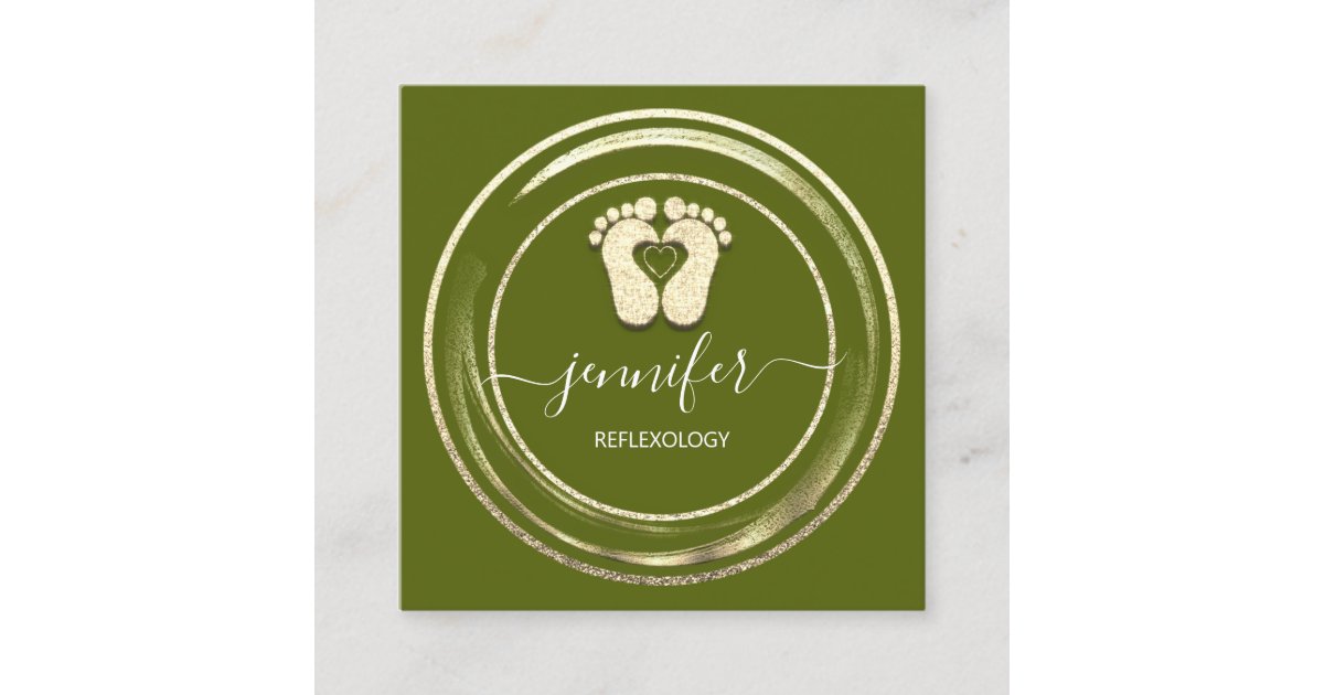 QR Code Logo Reflexology Foot Massage Feet Mustard Square Business Card ...