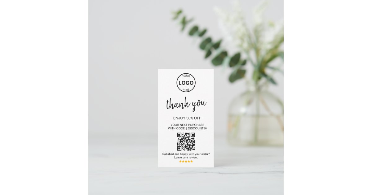 Qr Code Logo Thank you Discount Leave us Review Business Card | Zazzle