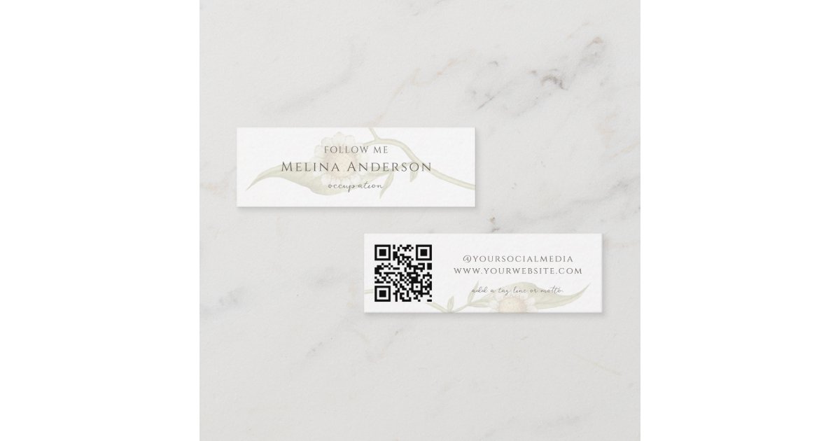 QR Code Logo Wildflower Daisy Social Media Mini Business Card | Zazzle