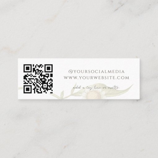 QR Code Logo Wildflower Daisy Social Media Mini Business Card | Zazzle