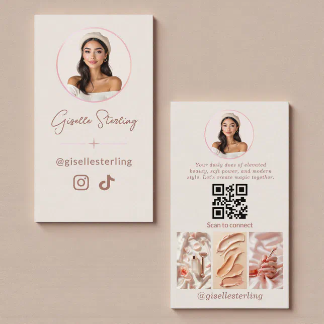 QR Code Luxury Modern Social Media Influencer Business Card | Zazzle