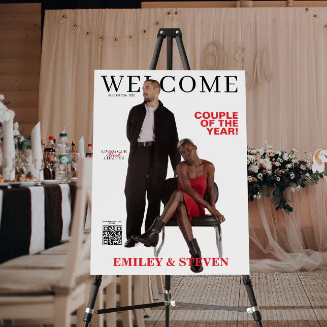 QR code magazine cover wedding Foam Board | Zazzle