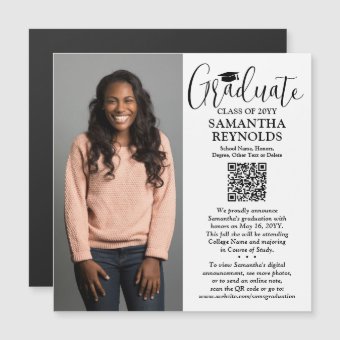 QR Code Magnetic Graduation Photo Announcement | Zazzle