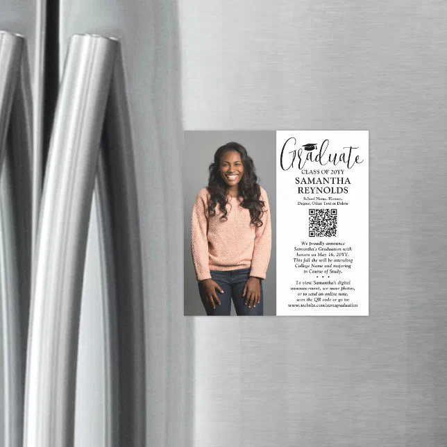 QR Code Magnetic Graduation Photo Announcement | Zazzle