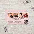 qr code makeup artist 4 photos collage pink business card | Zazzle