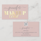 QR Code Makeup Artist Gold Confetti Rose Gold Business Card | Zazzle