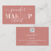 QR Code Makeup Artist Gold Confetti Rose Powder Business Card | Zazzle