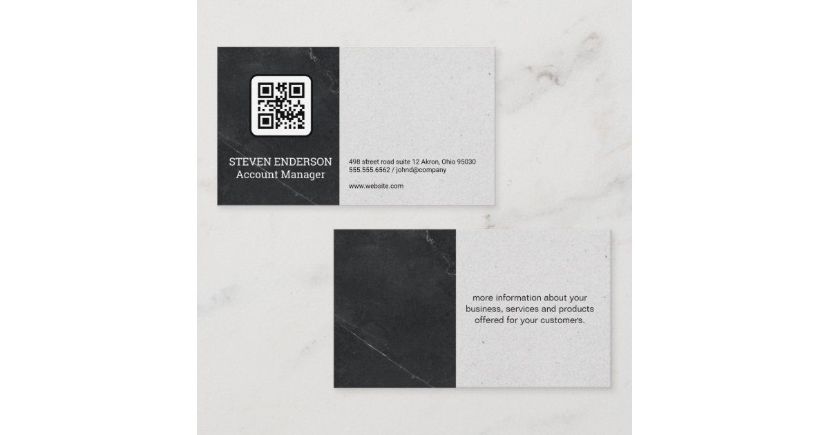 QR code | Marble Luxury Business Card | Zazzle