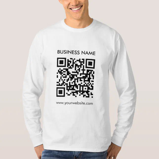 QR Code Mens Modern Elegant White Long Sleeve T-Shirt | Zazzle