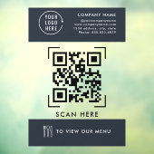QR Code Menu | Business Logo Contactless Window Cling | Zazzle