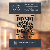 QR Code Menu | Business Logo Contactless Window Cling | Zazzle