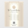 QR Code Menu Hours Cupcake Bakery Gold Glitter Window Cling | Zazzle