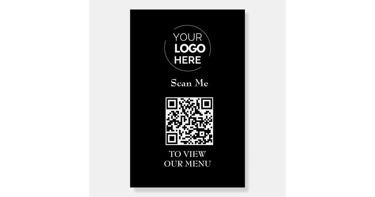 QR Code Menu | Logo Black Contactless Modern Foam Board | Zazzle