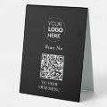 QR Code Menu | Logo Black Contactless Modern Table Tent | Zazzle