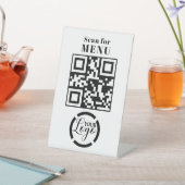 QR Code Menu Logo Contactless Modern Café White Pedestal Sign | Zazzle
