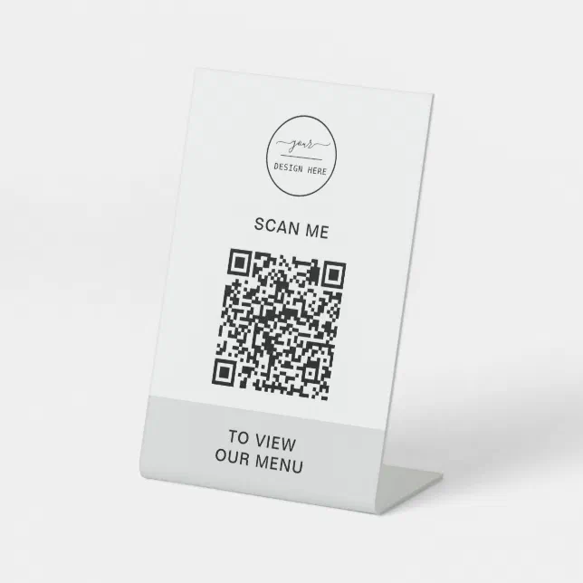QR Code Menu | Logo Contactless Modern Pedestal Si Pedestal Sign | Zazzle