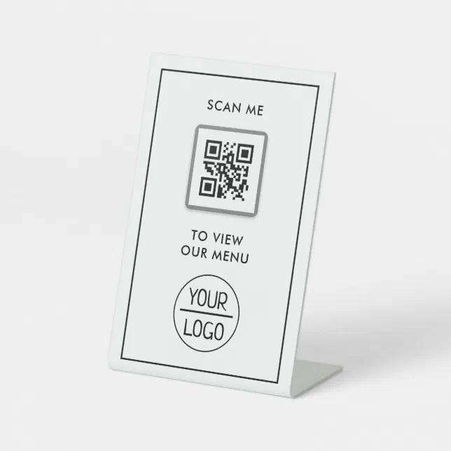 QR Code Menu | Logo Contactless Modern Pedestal Si Pedestal Sign | Zazzle