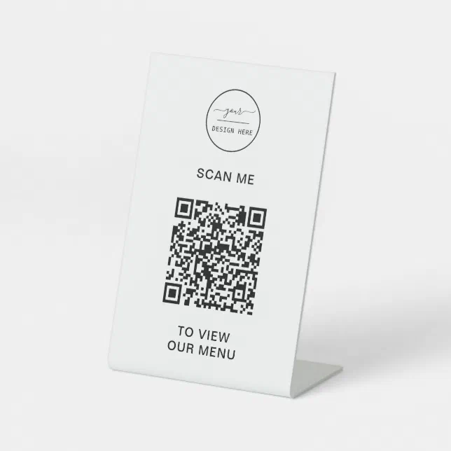 QR Code Menu | Logo Contactless Modern Pedestal Sign | Zazzle