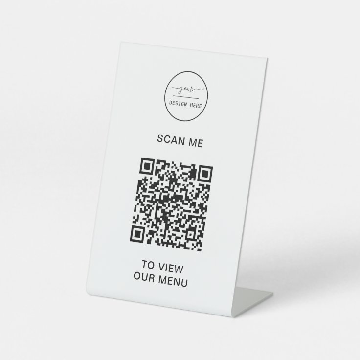 QR Code Menu | Logo Contactless Modern Pedestal Sign | Zazzle